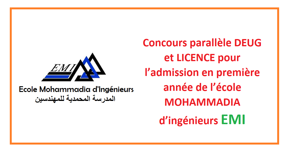 Concours d'accès à la 1ère année de l’école MOHAMMADIA d’ingénieurs EMI ...