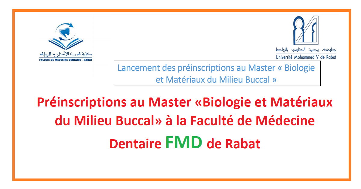 Préinscriptions au Master «Biologie et Matériaux du Milieu Buccal» à la ...
